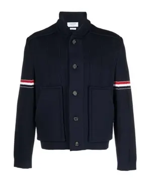Thom Browne Long Sleeve Jacket With Striped Cuffs