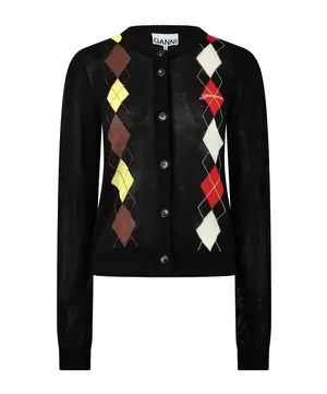 GANNI Argyle Cardigan - Black