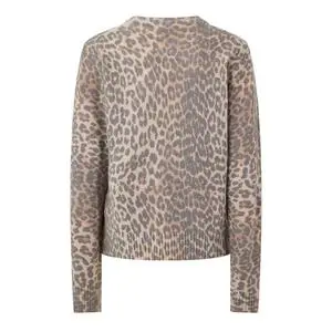 GANNI Leopard Print Tiger Graphic Crew Neck Sweater