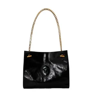Versace Solid Color Shoulder Bag - Black