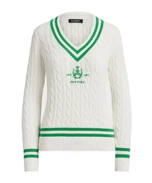 Ralph Lauren Ralph Lauren V-Neck Cable Knit Sweater White