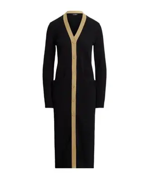 Ralph Lauren Cotton Blend Longline Cardigan - Black/bircht