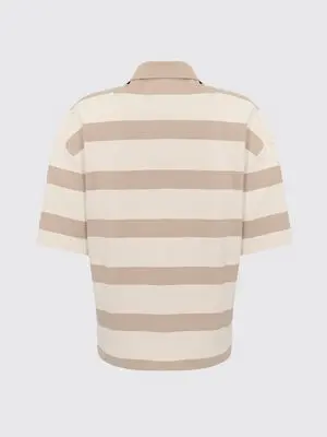 Max Mara Striped Cotton Polo Shirt - Nude