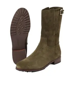 Ralph Lauren Round Toe Ankle Boots With Metal Ring Embellishment
