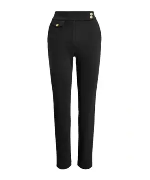 Ralph Lauren Cropped Buttoned Trousers - Black