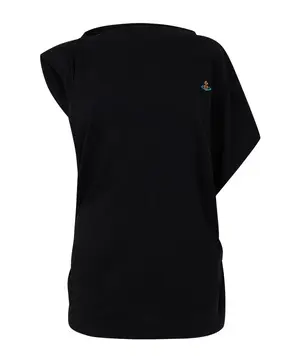VIVIENNE WESTWOOD Asymmetrical Draped Sleeveless Top With Embroidered Emblem