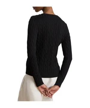 Ralph Lauren Cable Knit Crew Neck Jumper With Button Detail