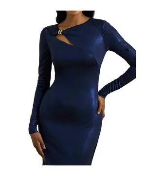 Ralph Lauren Long Sleeve Metallic Gown