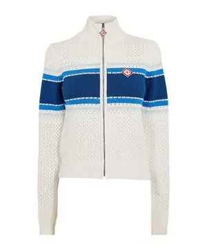 Casablanca Zip-up Knit Top - White