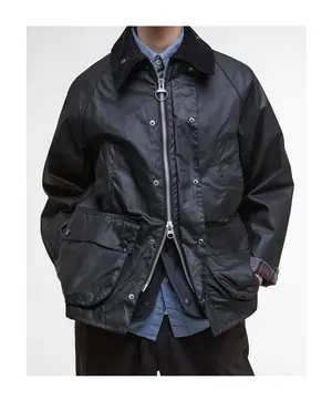 Barbour Cotton Jacket With Corduroy Collar - Classic Black