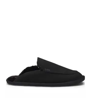 Hugo Boss Msfr Topstitched Slippers - Black