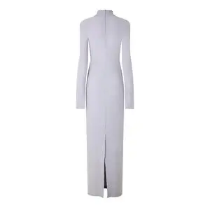 Norma Kamali Form-fitting Maxi Dress With Mock Neck And Long Sleeves