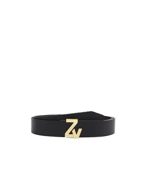 Zadig&Voltaire Logo Plaque Leather Belt - Black