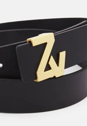 Zadig&Voltaire Logo Plaque Leather Belt - Black