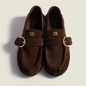 Miu Miu Suede Loafers With Buckle Detail