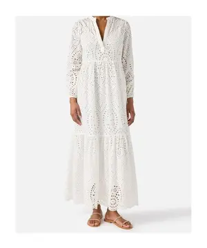 MC2 SAINT BARTH Sylvia Broderie-anglaise Tiered Maxi Dress