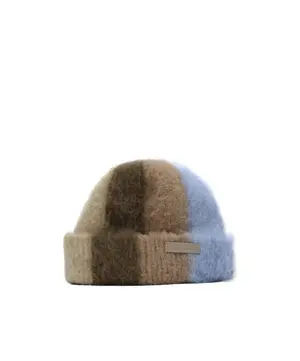 AMI Paris Ribbed Beanie - Brown
