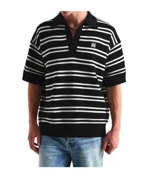 Amiri Striped Knit Polo Top