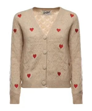 MC2 SAINT BARTH Long Sleeve Knitted Cardigan With Heart Detail - No