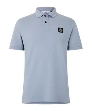 Stone Island Cotton Compass Logo Polo Shirt - Blue