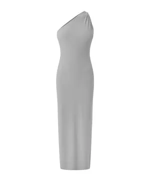 Norma Kamali One-shoulder Ruched Midi Dress - Gray