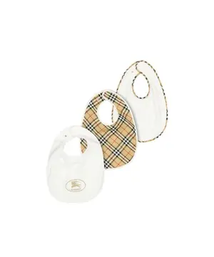 Burberry Set Of Three Baby Bibs With Plaid Check Design - No