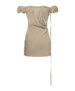 Jacquemus Off-shoulder Pleated Strap Detail Mini Dress