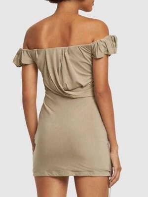 Jacquemus Off-shoulder Pleated Strap Detail Mini Dress