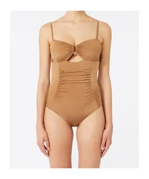 Max Mara Shiny Jersey Bandeau One-piece Swimsuit