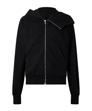 Rick Owens Cropped Full-zip Hooded Sweatshirt - Black