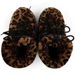 Moon Boot Leopard Print Fleece Lace-up Boots - Brown