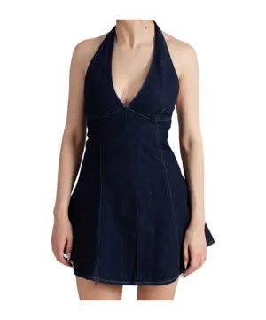 MC2 SAINT BARTH Halterneck Denim Mini Dress
