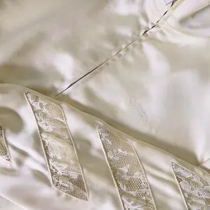 Off-White Cropped Zip-up Jacket With Lace Detailing