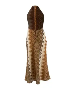 MC2 SAINT BARTH Zigzag Halterneck Maxi Dress