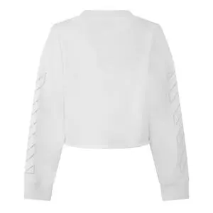 Off-White Cropped Crewneck Sweatshirt With Floral Graphic