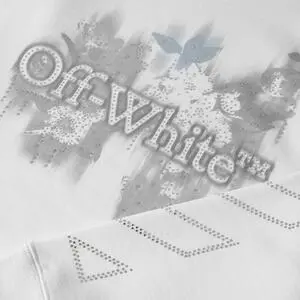 Off-White Cropped Crewneck Sweatshirt With Floral Graphic