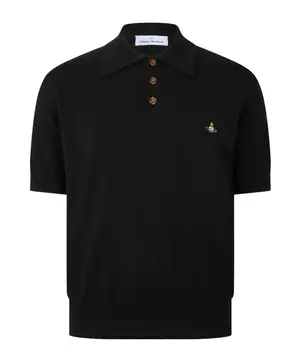 VIVIENNE WESTWOOD Solid Short-sleeve Polo Shirt - Black
