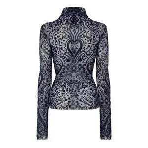 Off-White Lace Turtleneck Long Sleeve Top