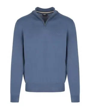 Hugo Boss Zip-neck Knitted Pullover - Blue