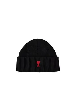 AMI Paris De Coeur Beanie - Black/red