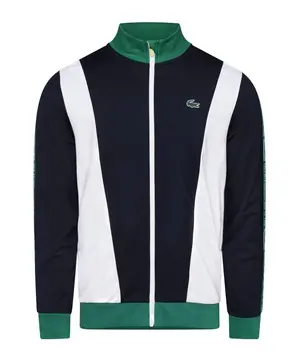 Lacoste Color-blocked Sports Jacket With Zippered Pockets - Black