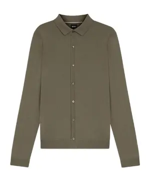 Hugo Boss Helbert Regular Fit Shirt In Virgin Wool - Brown