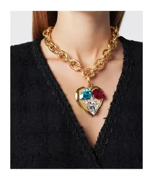 Alessandra Rich Bijoux Heart Pendant Necklace - Multi-color