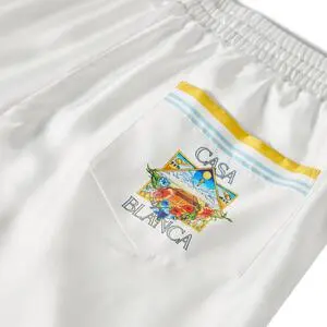 Casablanca Drawstring Athletic Shorts With Graphic Detail