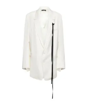 ANN DEMEULEMEESTER Agnes Wool Satin Asymmetrical Blazer