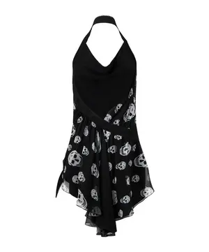 Alexander McQueen Skull Print Asymmetrical Halterneck Dress