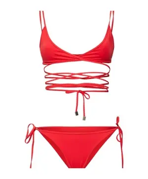 Attico Lycra Triangle Bikini With Crossover Straps