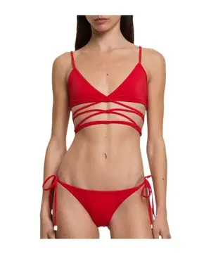 Attico Lycra Triangle Bikini With Crossover Straps