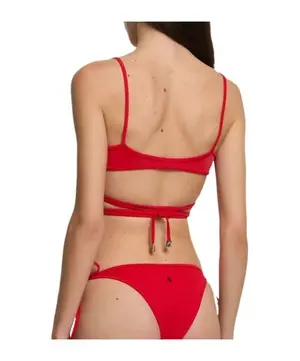 Attico Lycra Triangle Bikini With Crossover Straps