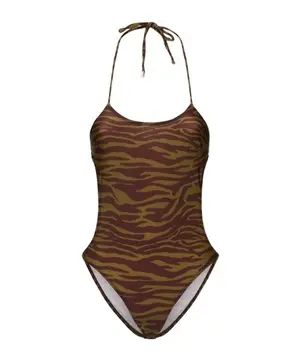 Attico Zebra Print One Piece Swimsuit - Red